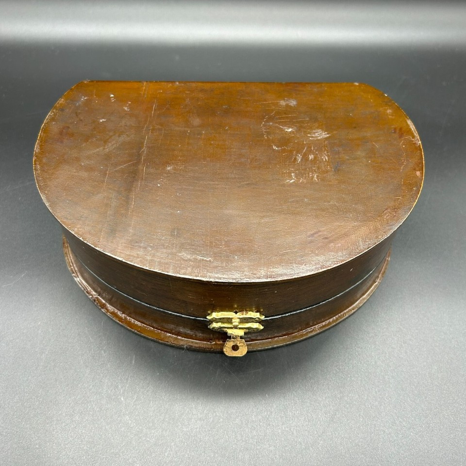 Vtg Wood Rounded Jewelry Memento Box Hand Painted Roses Cloth Lined | eBay