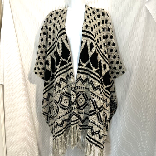 Womens 30% Angora Wool One Size Cape Wrap Shawl Aztec Southwest Fringe ...