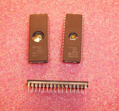 QTY (5) M27C1001-12F1 ST MICRO 32 PIN 1 MEG EPROM SOCKET PULLS CLEANED ...