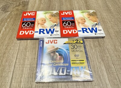 NEW JVC DVD-RW 60 Min. 2.8GB Disc For Camcorder Video Camera Double ...