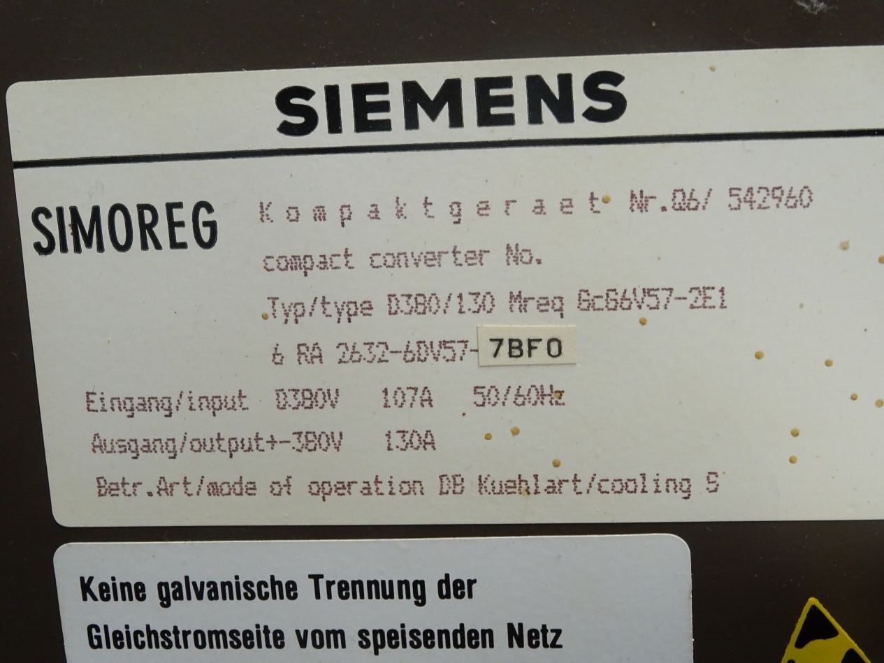 Siemens Simoreg Kompaktgerät D380/130 Mreq-GCG6V57-2E0 / 6RA2632-6DV57 ...