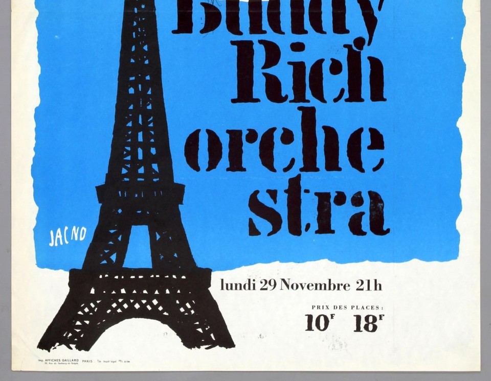 BUDDY RICH – mega rare vintage original Paris 1971 jazz concert poster ...