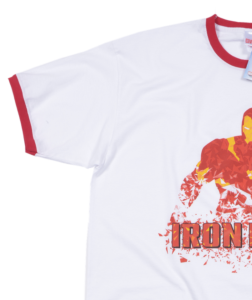 Iron Man T Shirt White Ringer Disintegrate Marvel Superhero New ...
