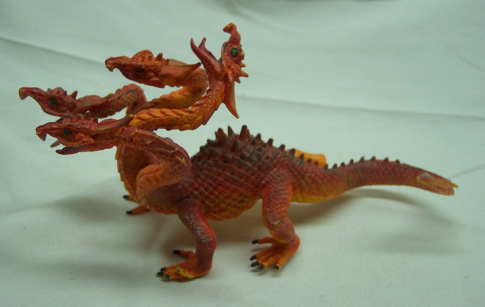 Plastoy FOUR HEADED HYDRA ORANGE DRAGON 7" Fantasy Plastic Toy Figure ...