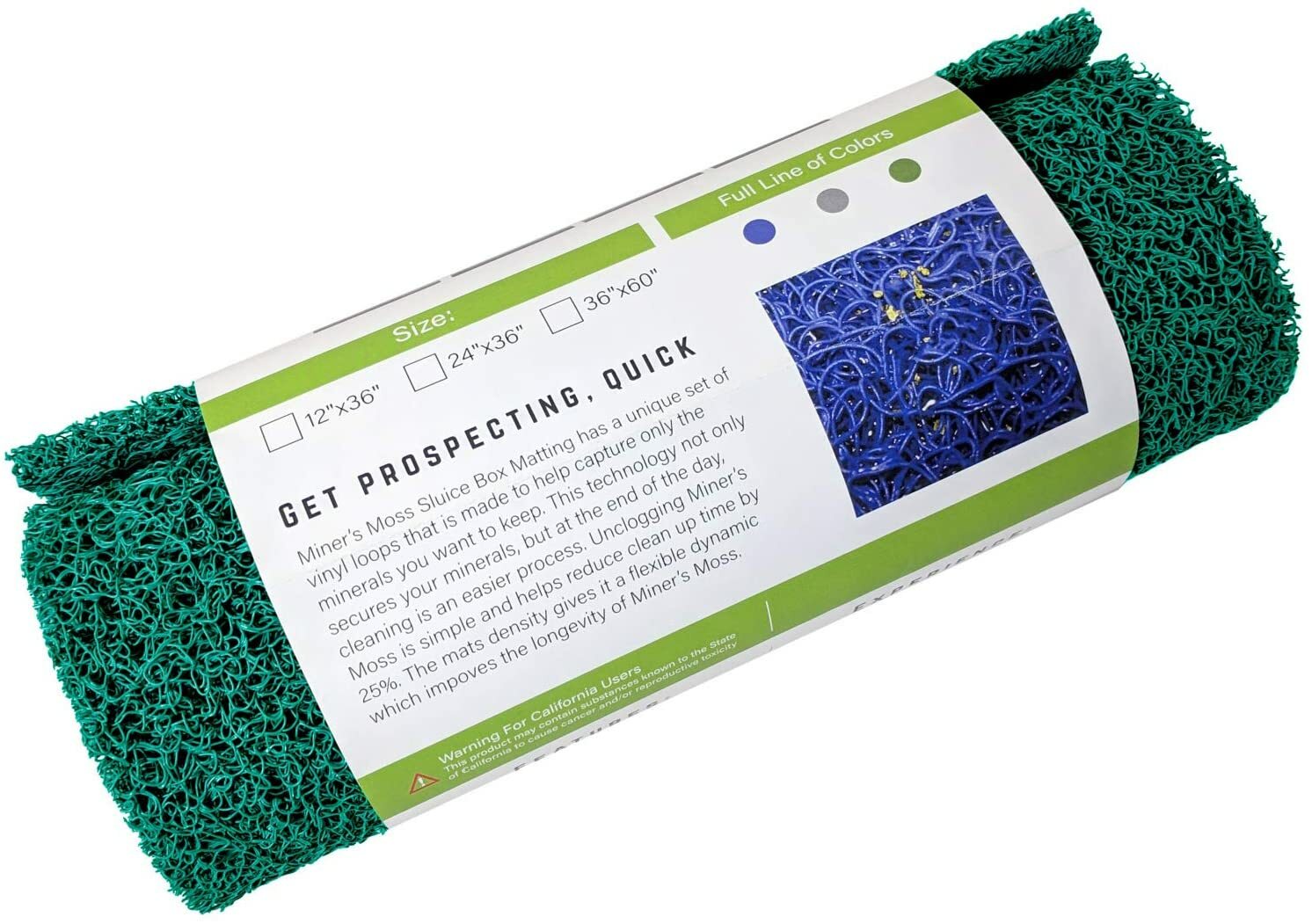 Green Miners Moss Sluice Box Matting 61x91cm 10mm Thick Gold Panning ...