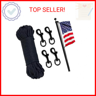 NQ Flag Pole Rope Line Kit-50Ft x 1/4 Diameter Nylon Flag Pole Halyard ...