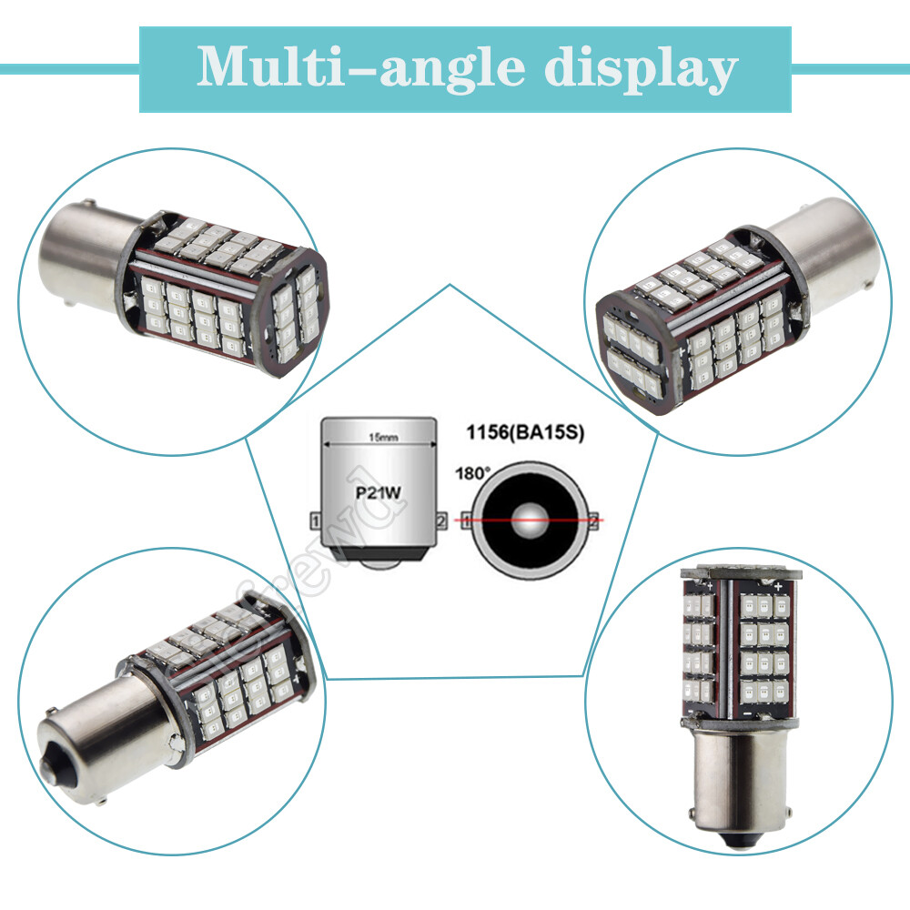 2 x Positive earth 6V 6 Volt 56SMD LED RED Car Bulb 1156 BA15S P21W ...