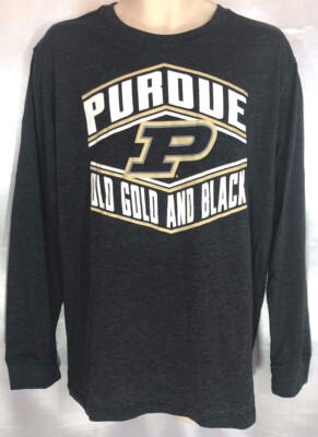 NWT PURDUE "OLD GOLD & BLACK" CHARCOAL LNG SLV T-SHIRT, LARGE GREAT ...