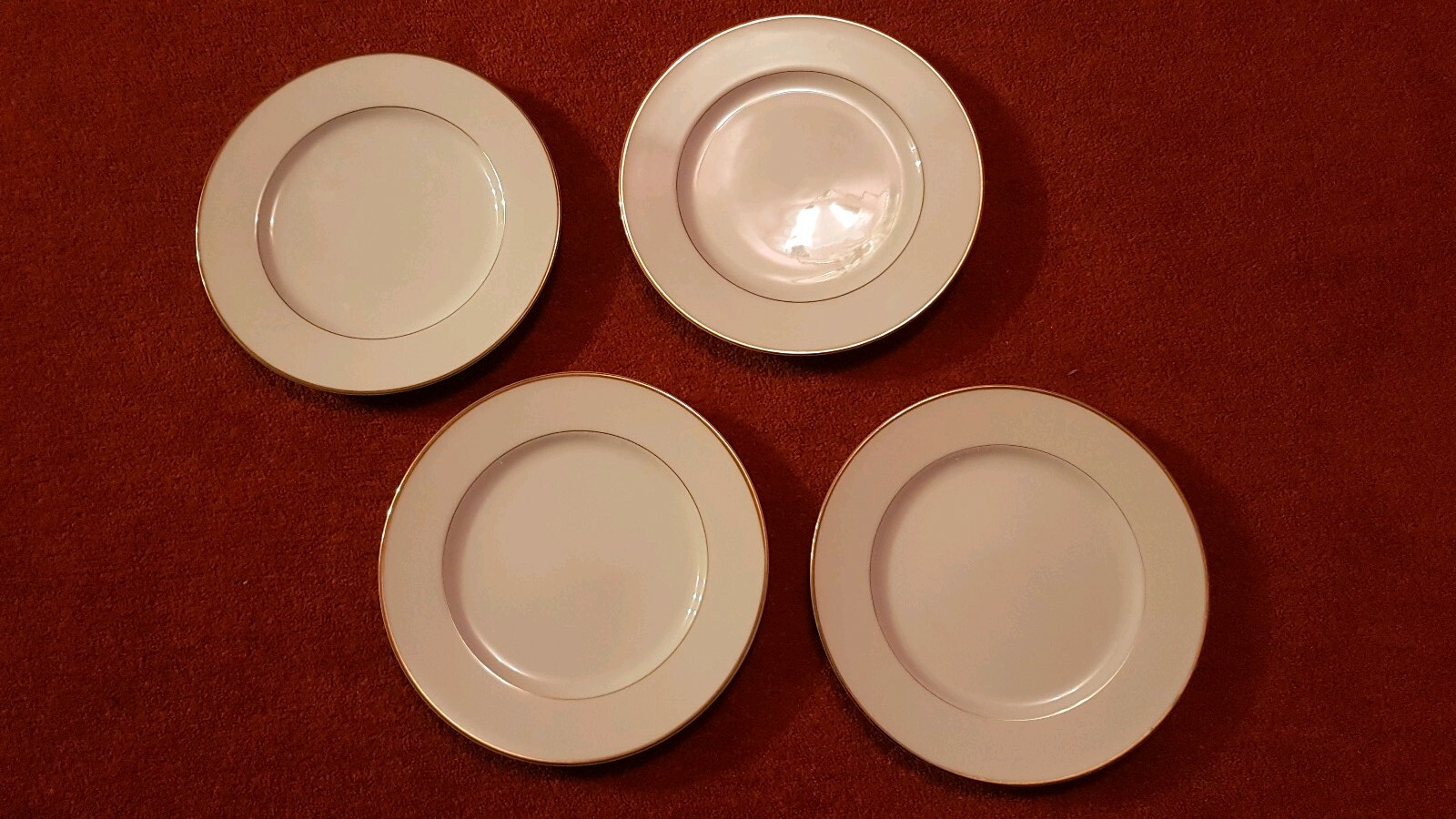 4 x Sango Savoy Dessert / Salad Plates 7.75". White with Gold band ...