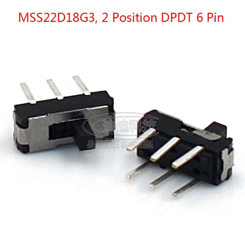 2 Position ON-OFF DPDT 2P2T 6 Pin PCB Panel Vertical Slide Switch ...