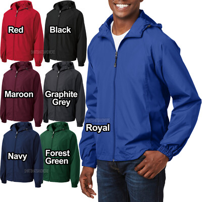 BIG Mens Hooded Full Zip Jacket Windbreaker with Pockets Water ...