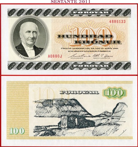 $ FAEROE ISLANDS FOROYAR 100 KRONUR 1988 - P 21d - Suffix J ...