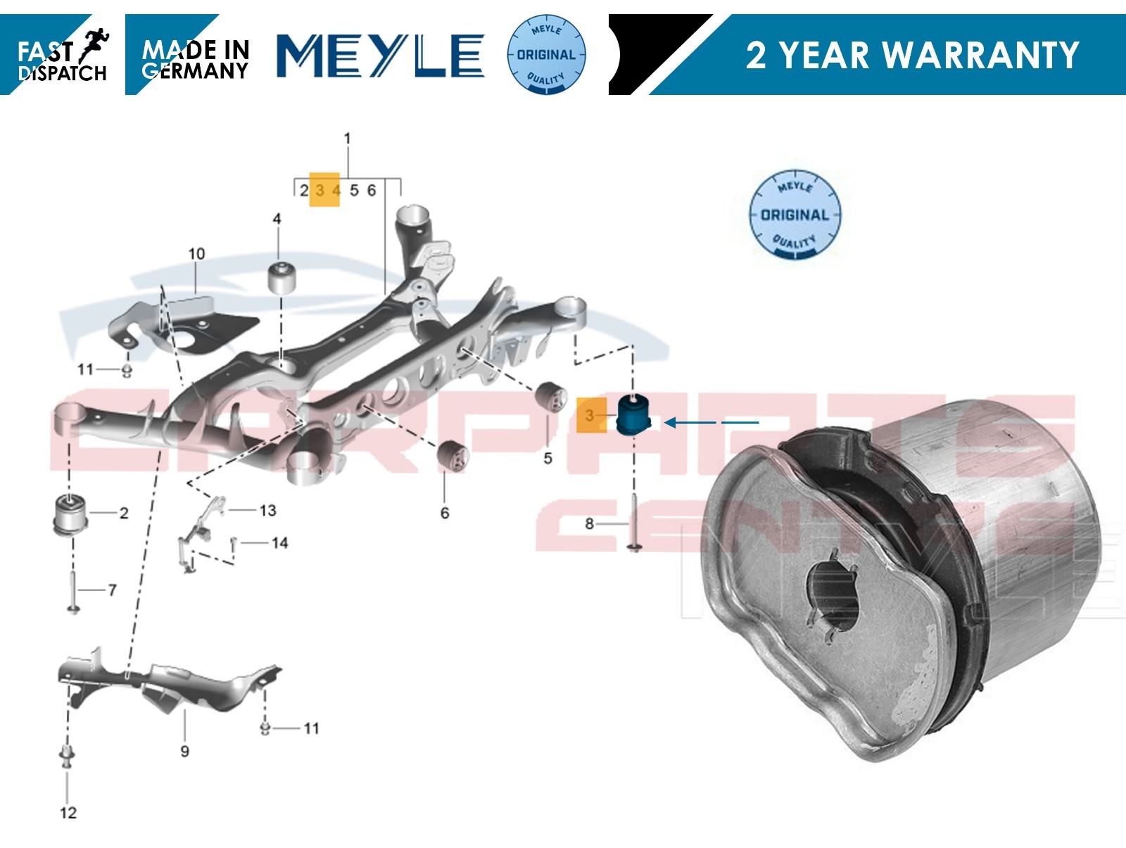 FOR PORSCHE MACAN 2014- REAR AXLE LH RH BUSH MEYLE GERMANY 8R0505145A ...