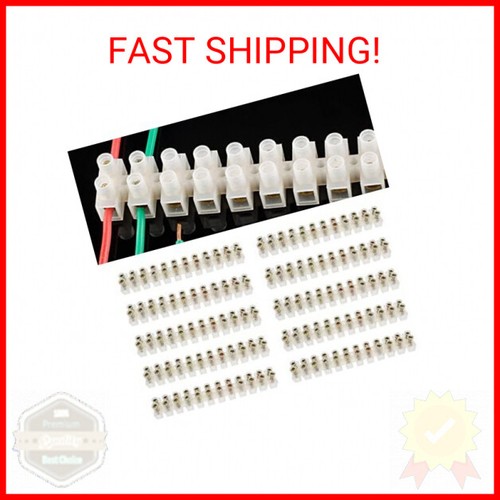 10Pcs Terminal Block White Screw Terminal Connector Dual Row Electric ...