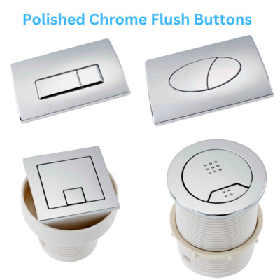 Large Chrome Pneumatic Push Buttons & Flush Plates - Dual Air WC Toilet ...