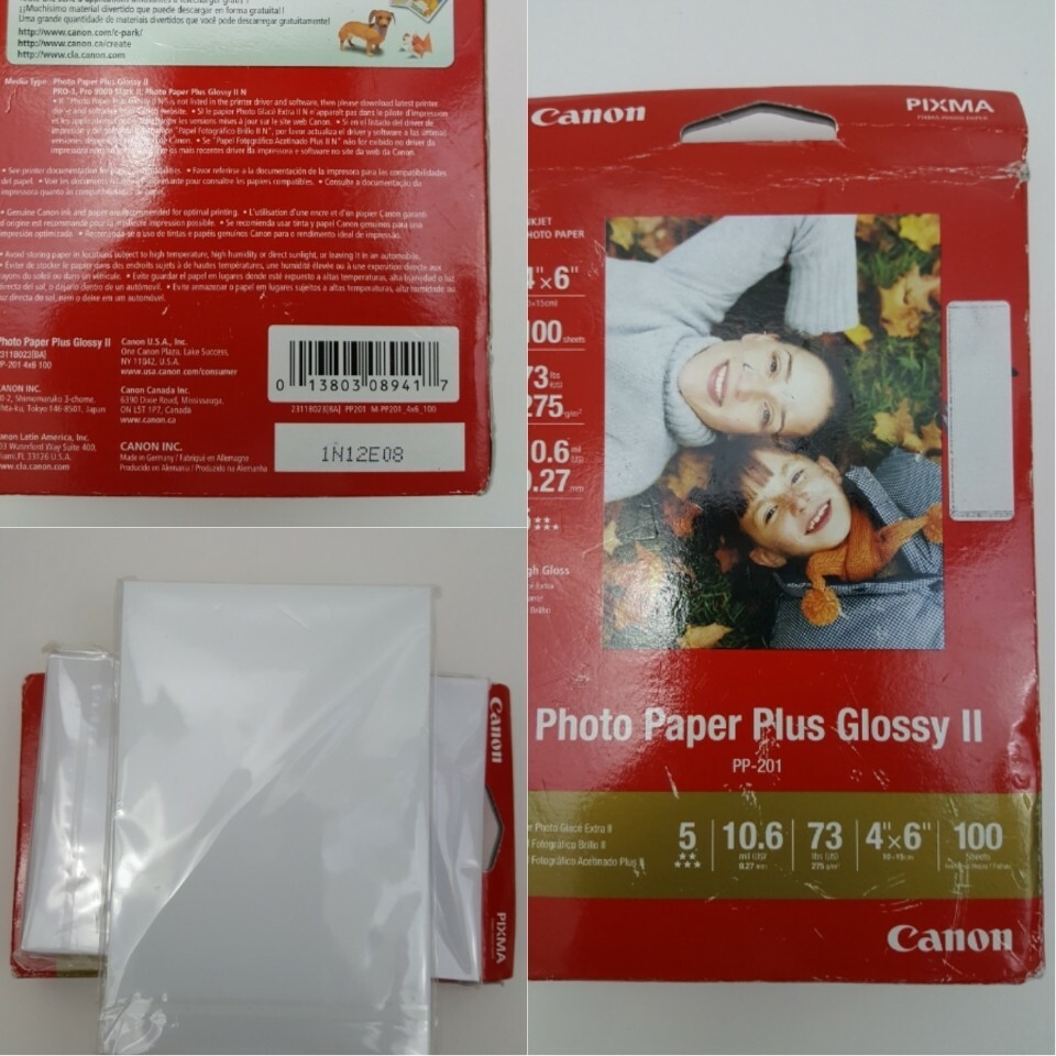 Canon Pixma Photo Paper Plus Glossy II 4"x6" 100 Sheets 73 lbs Strength ...