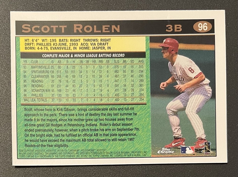 1997 Topps Chrome SCOTT ROLEN #96 Phillies | eBay