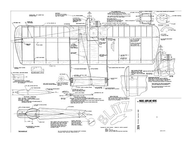 Blitz C/L Combat Model 35" Wingspan RC Model Airplane Printed Plans ...