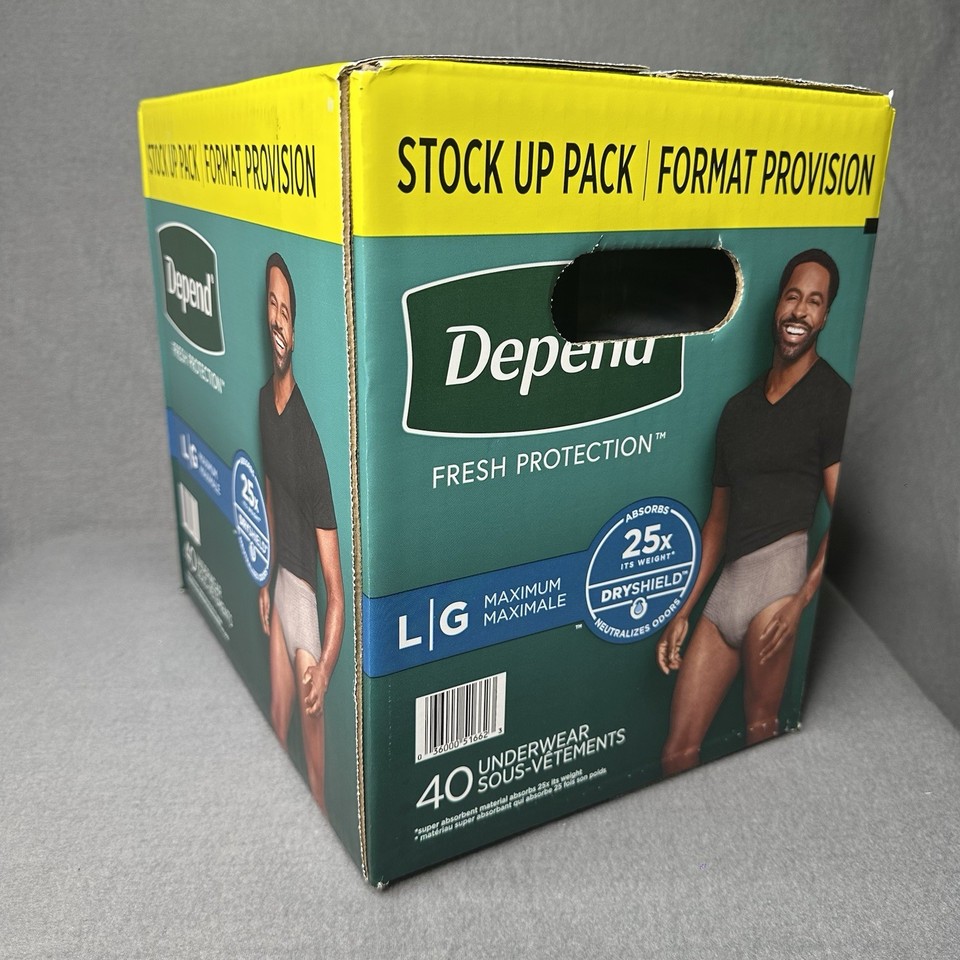 Depends fresh protection for Men size Large 40 Pack stock up 25x ...