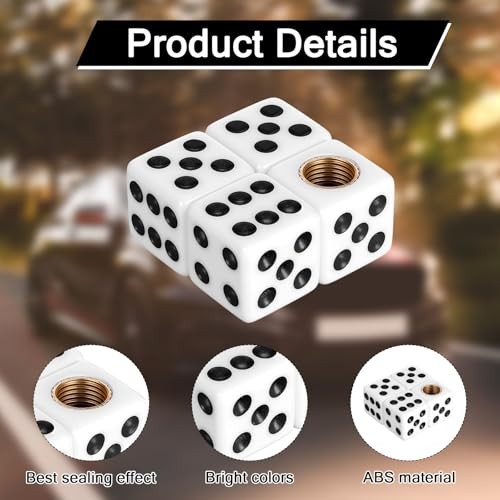 4 Pcs Dice Tire Valve Stem Caps Universal Copper Tire Valve Stem Covers ...