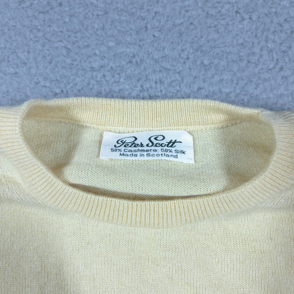 Peter Scott Sweater Men's Fits Large Cashmere Silk Blend Cream Yellow ...