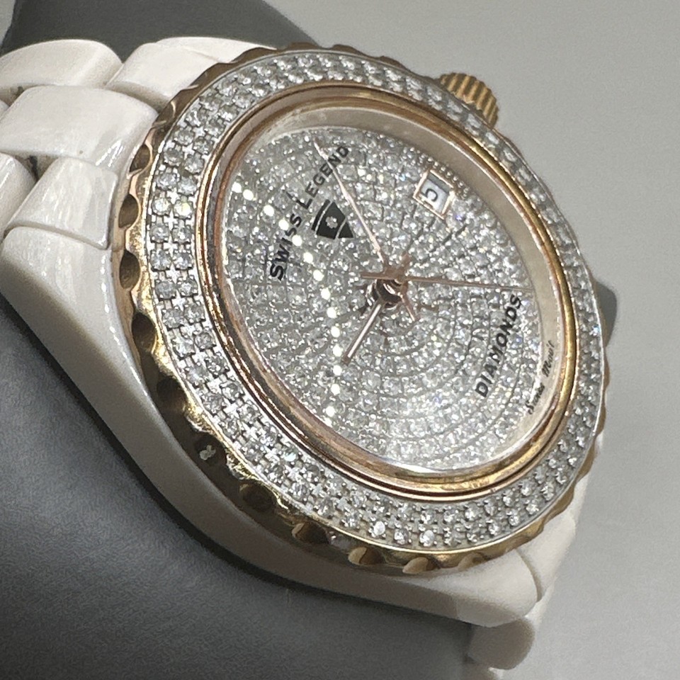 Swiss Legend Karamica Diamond Dial & Bezel Watch. 45mm Case. 18mm Band ...