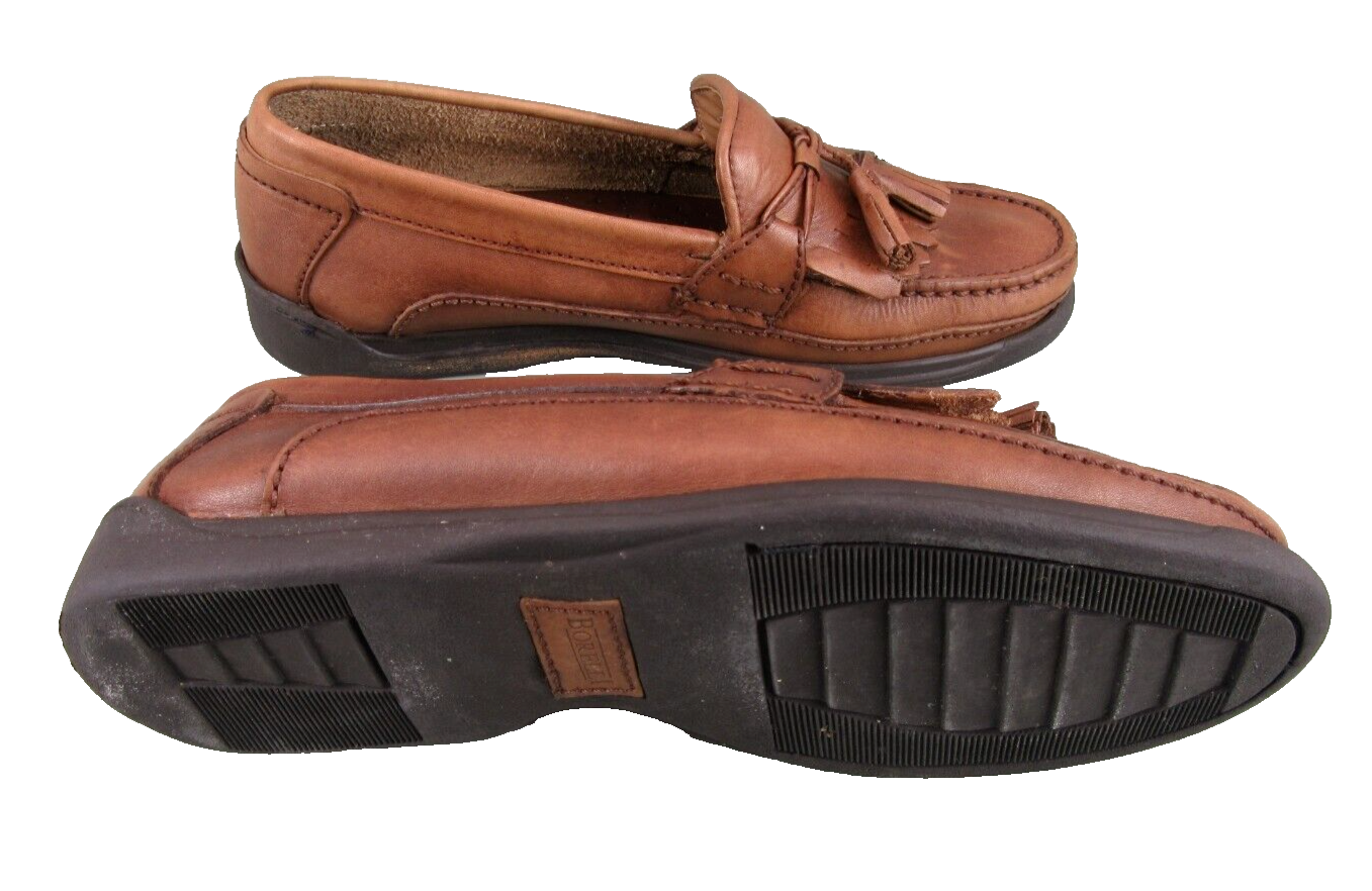 Borelli Chase Mens Loafers 7 M Brown Leather Slip On Tassel Dress Shoes ...