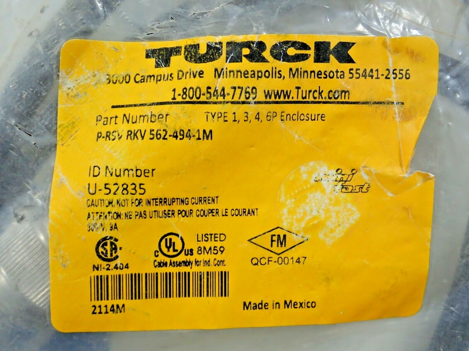 TURCK P-RSV RKV 562-494-1M / PRSVRKV5624941M () for sale online | eBay