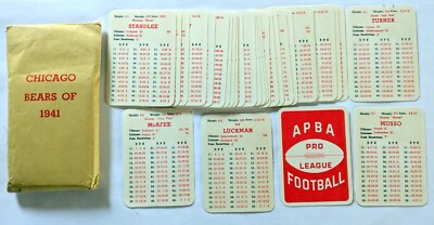 APBA Pro Football Chicago Bears Team Cards HOFers Sid Luckman McAfee ...