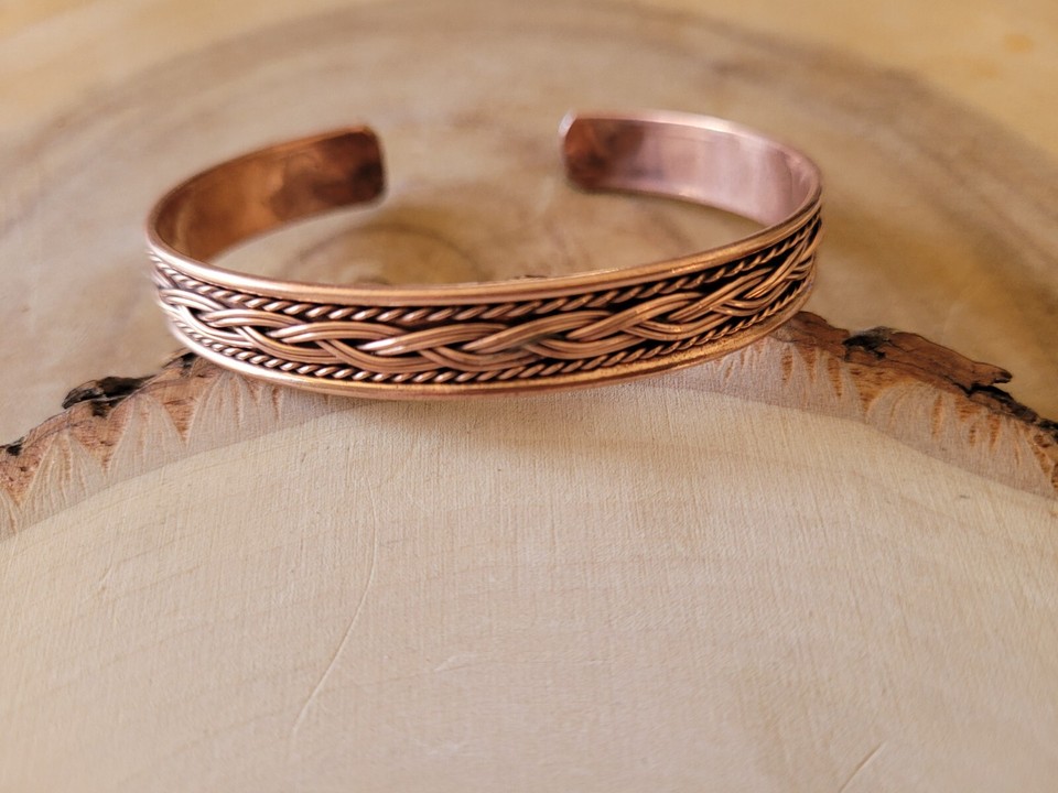 Pure Solid Copper Bracelet Braided Arthritis Pain Therapy Healing Cuff ...