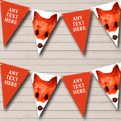 Party Banner Bunting Watercolour Fox Animal Personalised Children's ...