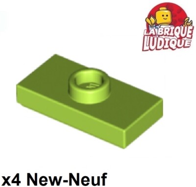 Lego 4x Piatta Modified 1x2 Con 1 Stud (Jumper) Limone Verde/Lime 3794 ...