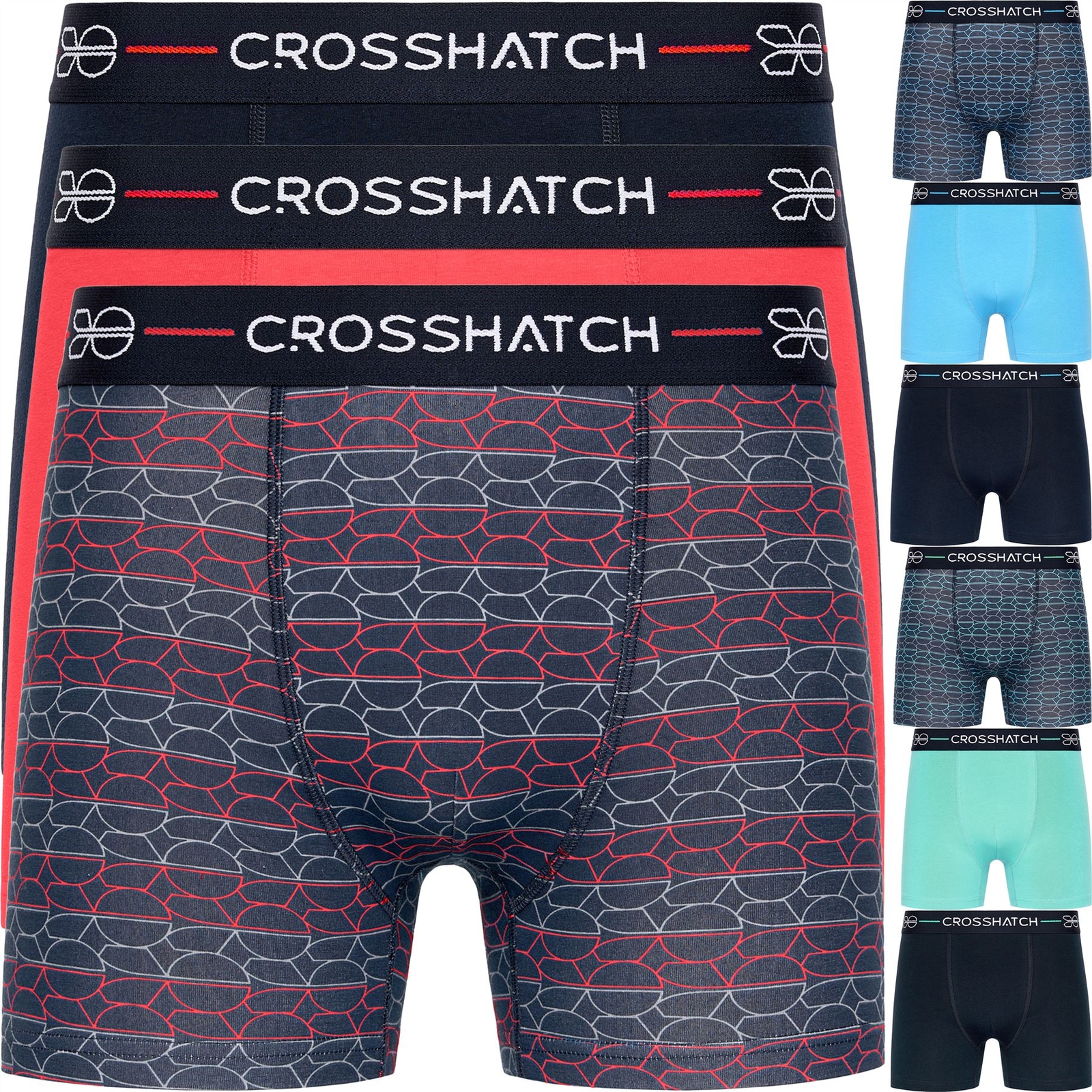 Crosshatch Mens 3 & 6 Pack Boxer Shorts Underwear Trunks Multipack ...