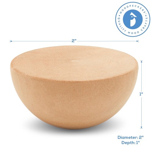 Wooden Split Balls 2 inch, Half Balls for Crafting and DIY Décor ...