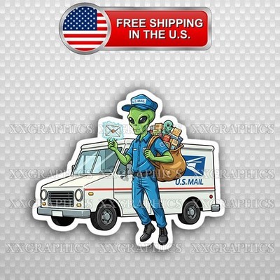 Alien U.S. Mail Decal Sticker us mailman carrier frequent stops mailbox ...