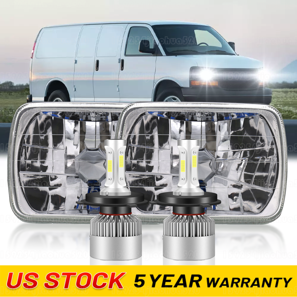 For Chevy Express Cargo Van 1500 2500 3500 Pair 7x6 5x7 LED Headlights ...