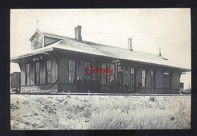 REAL PHOTO CHETOPA KANSAS MISSOURI PACIFIC RAILROAD DEPOT STATION ...