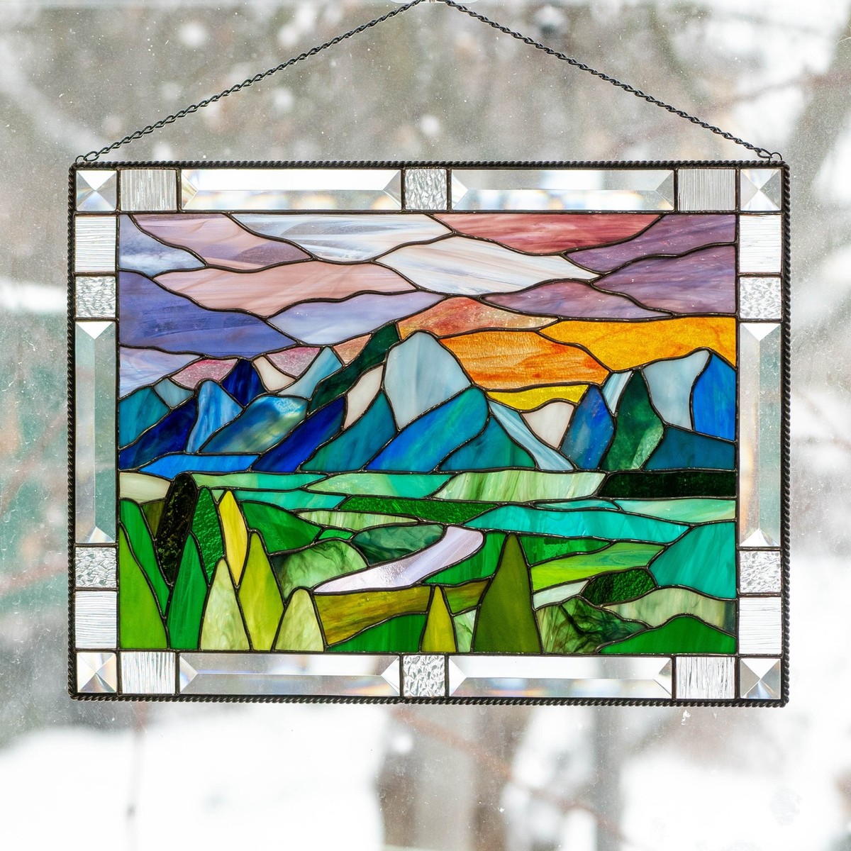 Mountain Scene Stained Glass Patterns Mountain Lake Scene Stained