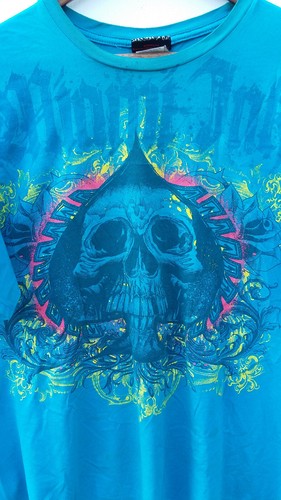 VINTAGE MIAMI INK TATTOO PSYCHEDELIC ACE OF SPADES SKULL GRAPHIC PRINT ...