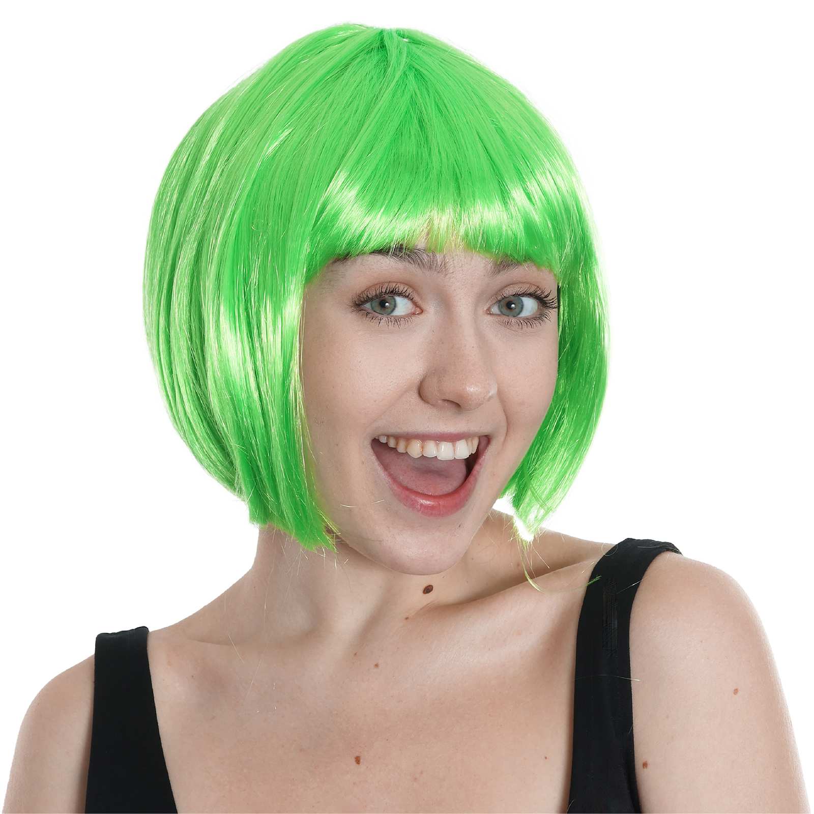 NEON GREEN BOB WIG ST PATRICK'S DAY IRISH WIG LADIES FANCY DRESS ...