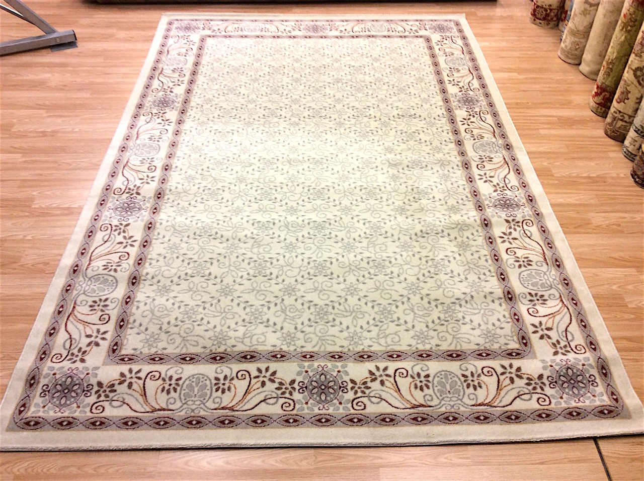 QUALITY CREAM GREY CLASSIC Classic Oriental Bordered Wool Rug XL ...