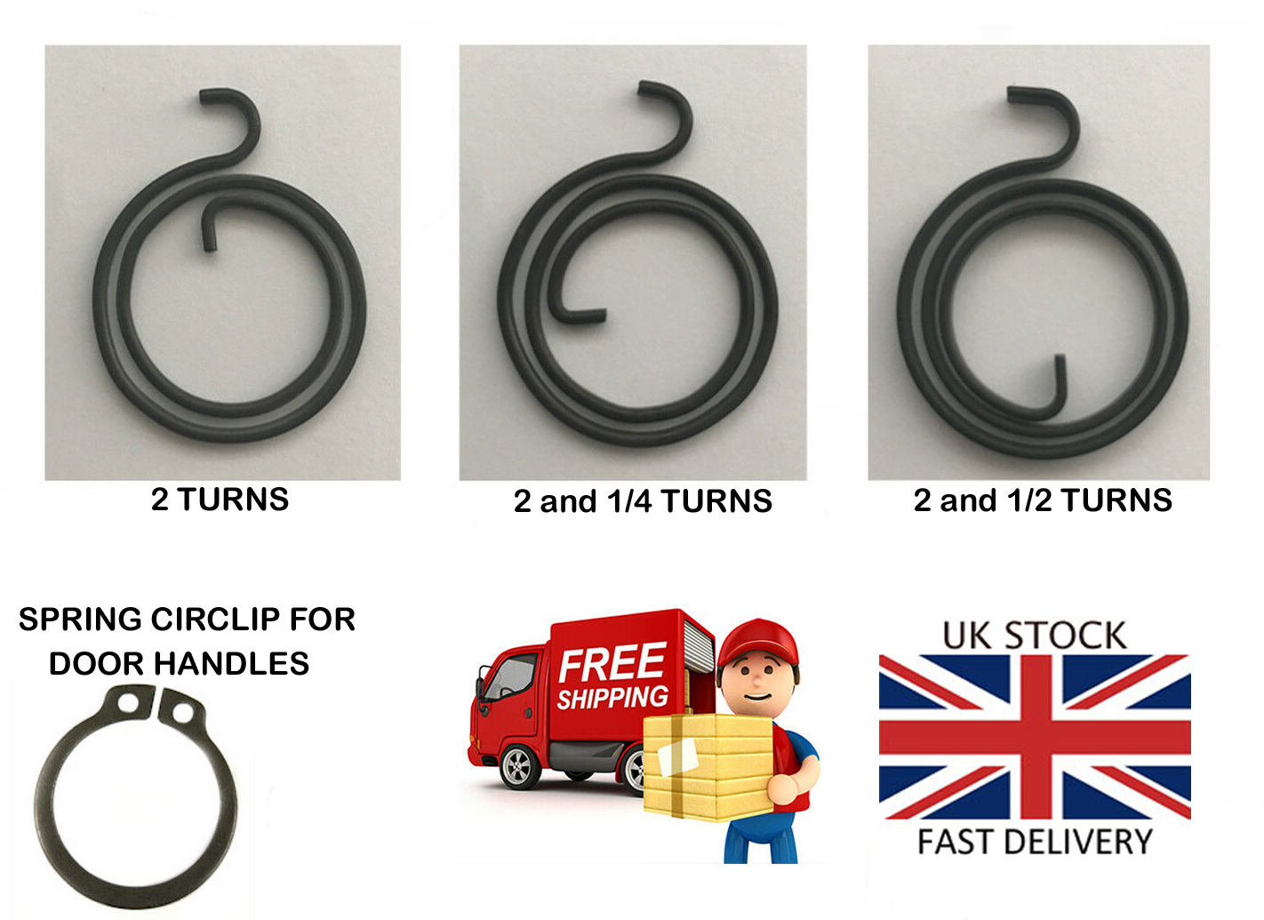 Repair Door Handle Spring Replacement Internal Coil Springs Circlip ...