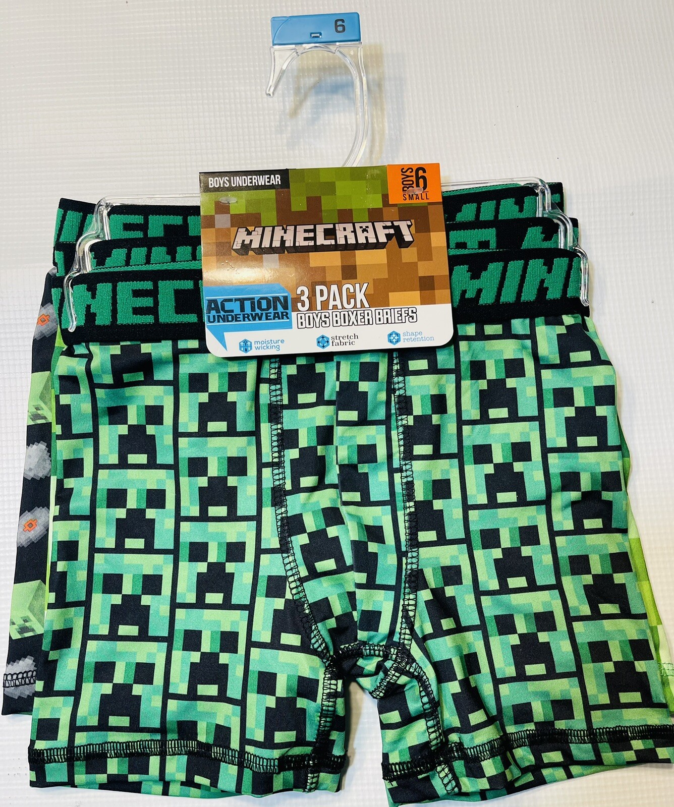 Boys Minecraft Boxer Briefs Underwear Size 6 Small Set of 3 Stretch ...