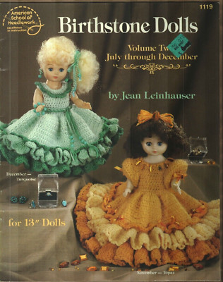 BIRTHSTONE DOLLS VOLUME TWO DRESSES 13" 6 DESIGNS CROCHET PATTERN BOOK ...
