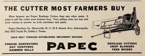 1948 AD.(XH80)~PAPEC MACHINE CO. SHORTSVILLE, NY. PAPEC ENSILAGE ...