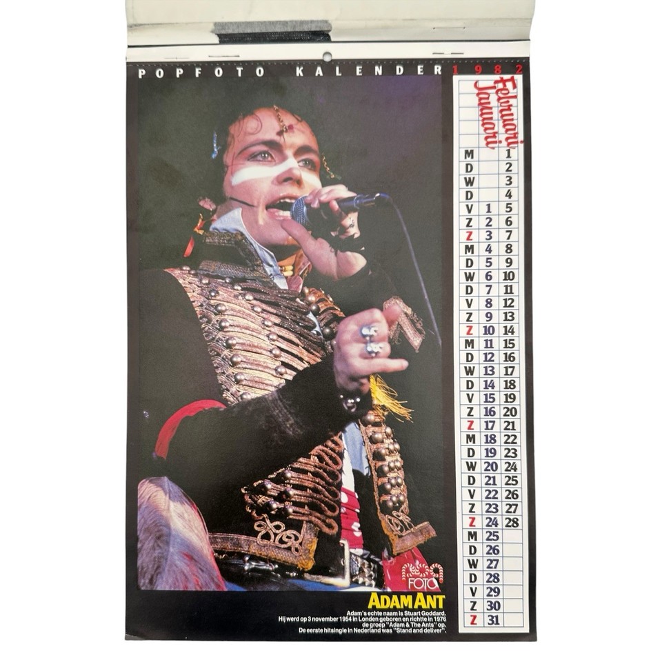 1982 POPFOTO Calendar Dutch Music Poster Book ABBA Adam Ant Police ...