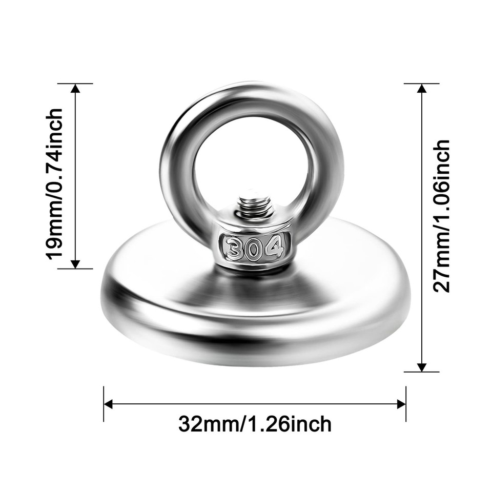 10 Pack 100Lbs Magnetic Hooks with Countersunk Hole Eyebolt for Home ...