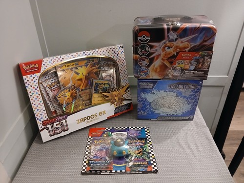 Pokémon TCG Lot Stellar Crown ETB, 151 Zapdos Ex Box, one of everything ...