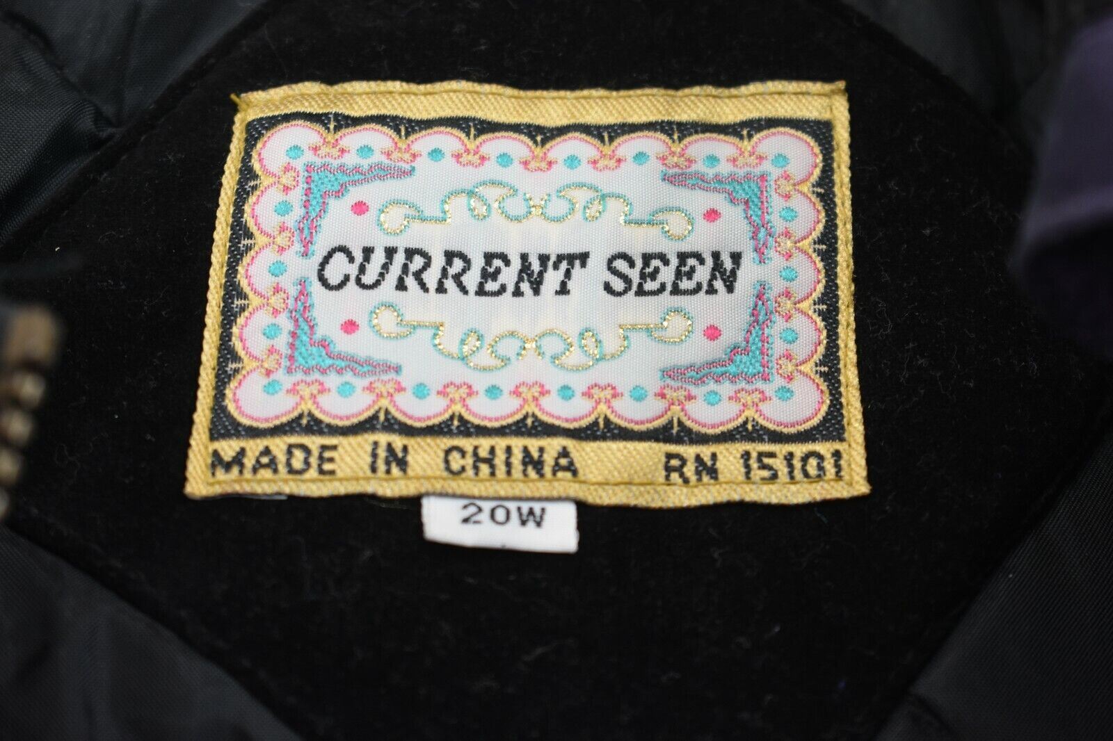 VTG Current Seen Womens Black Snap Zip Bead Embellished Velvet Puffy ...