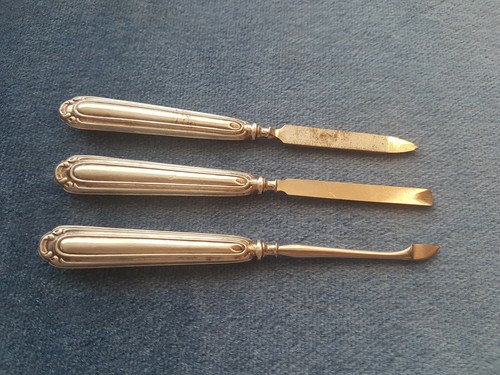 800 SILBER 3er Set Maniküre Pediküre Feile Hohlmeißel Schaber Silver ...